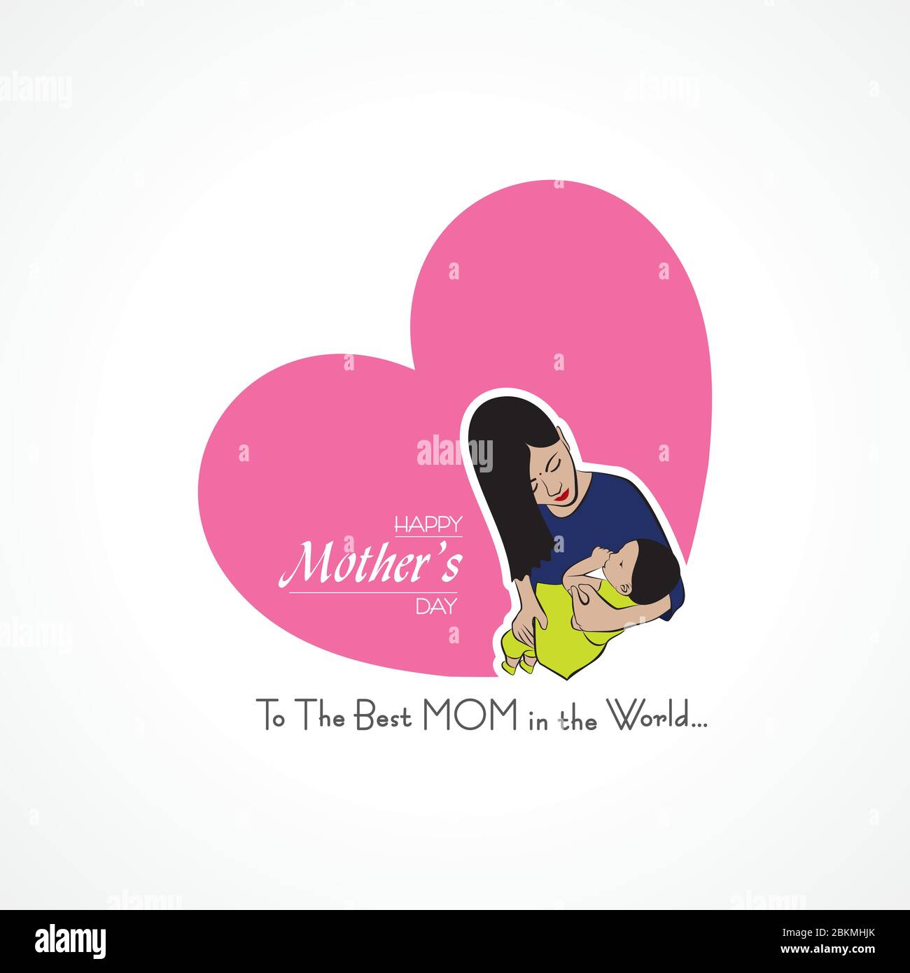 Illustration Of Happy Mother`s Day Greeting Banner Or Poster Best Mom
